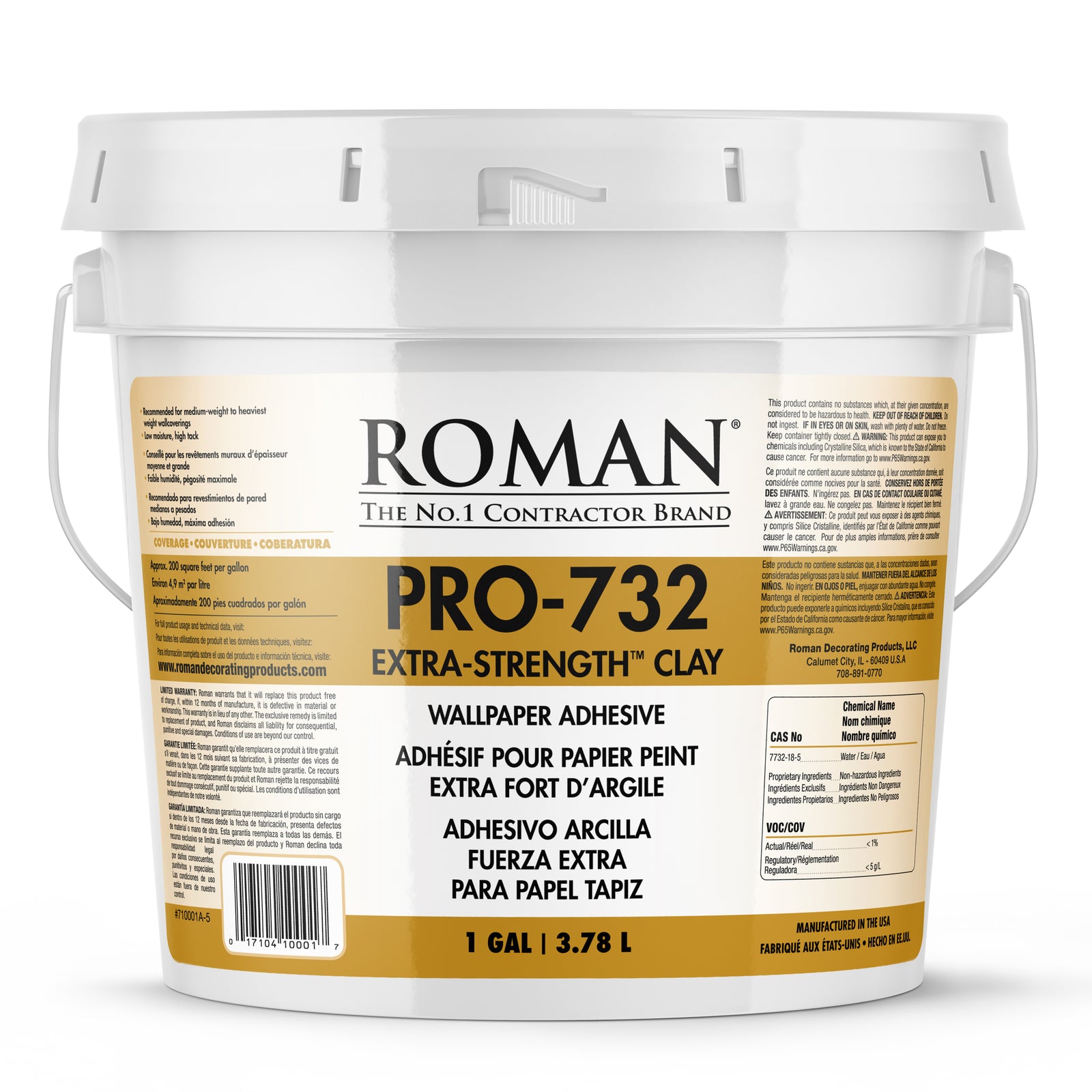 PRO-732 Extra-Strength Wallpaper Paste | Clay-Based Adhesive - ROMAN ...