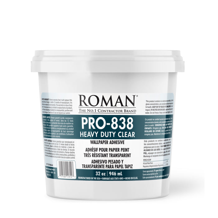 PRO-838 Heavy Duty Clear Wallpaper Paste - ROMAN Products