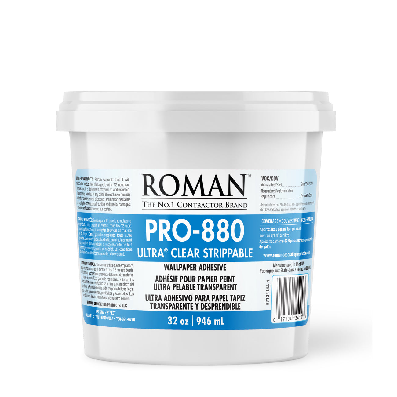 PRO-880 Ultra® Clear Strippable Wallcovering Adhesive - ROMAN Products