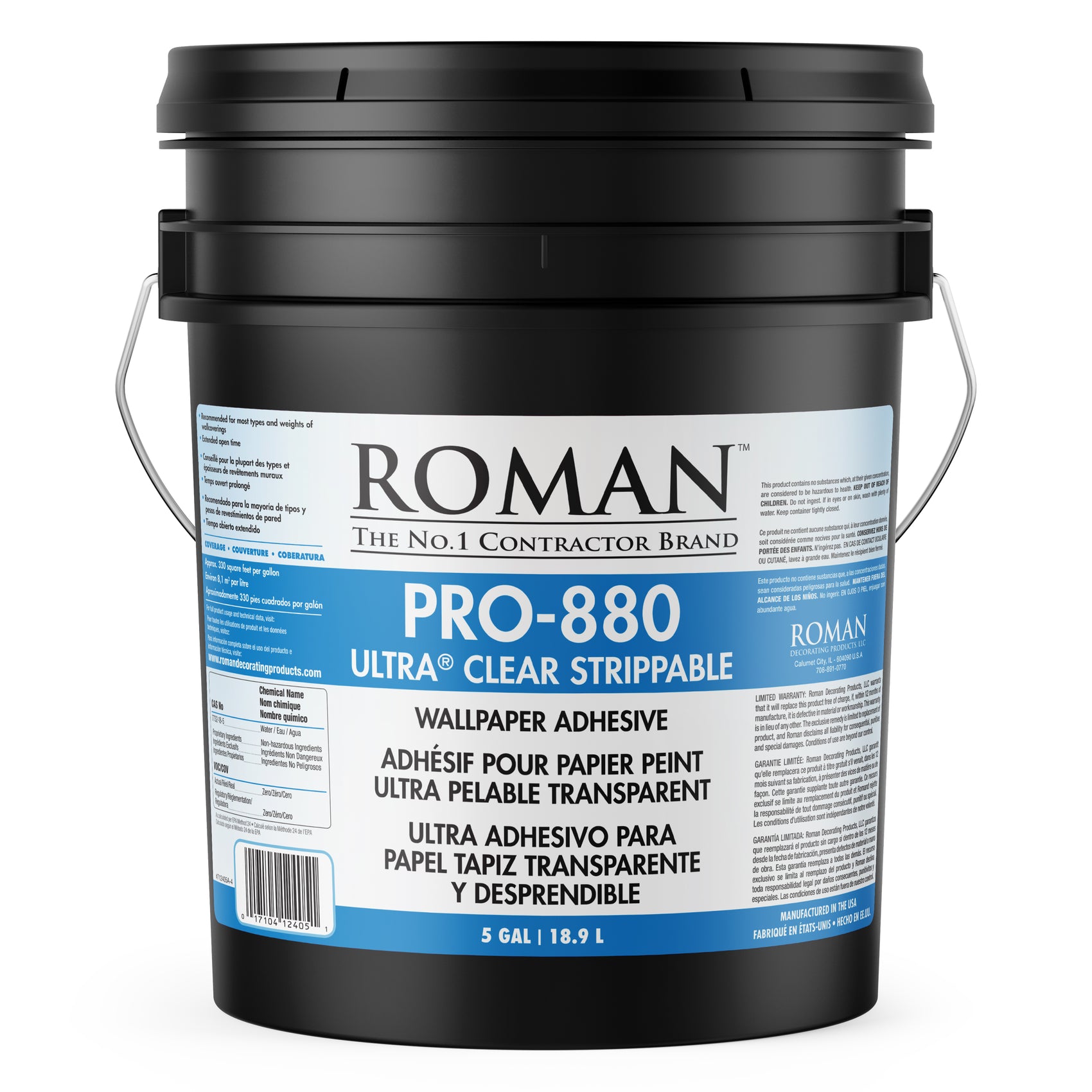 PRO-880 Ultra® Clear Strippable Wallcovering Adhesive - ROMAN Products